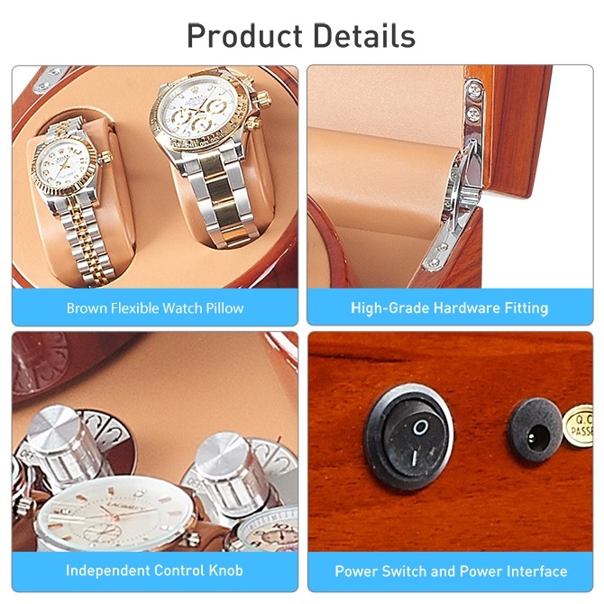 4 Automatic Wood Watch Mover Display Box | JQUEEN