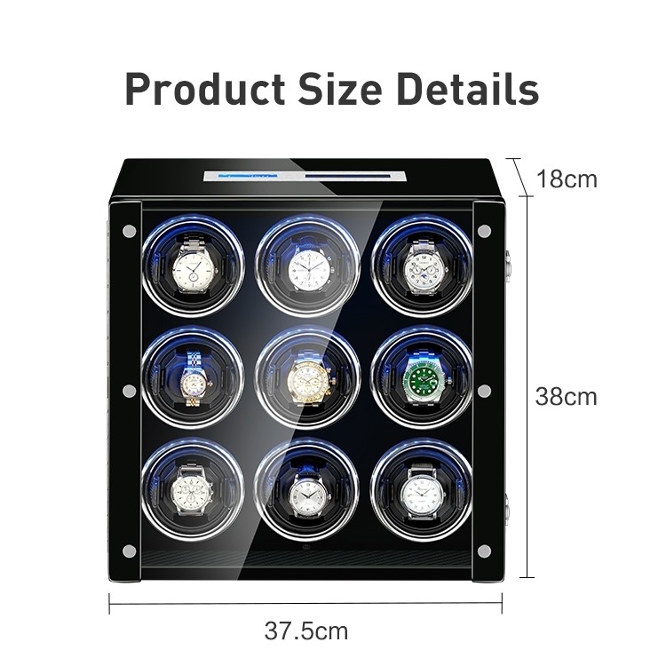 Nine Automatic Watch Turner With Lcd Touch Screen in Black Interior ...